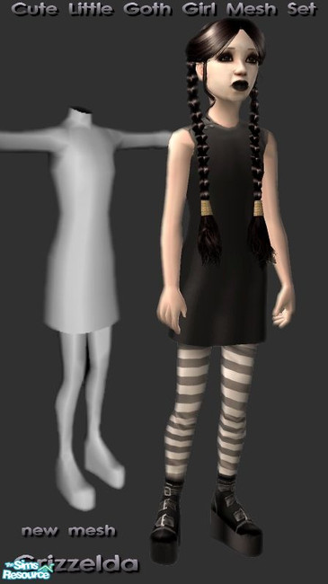 The Sims Resource - Little Goth Girl Dress and Mesh