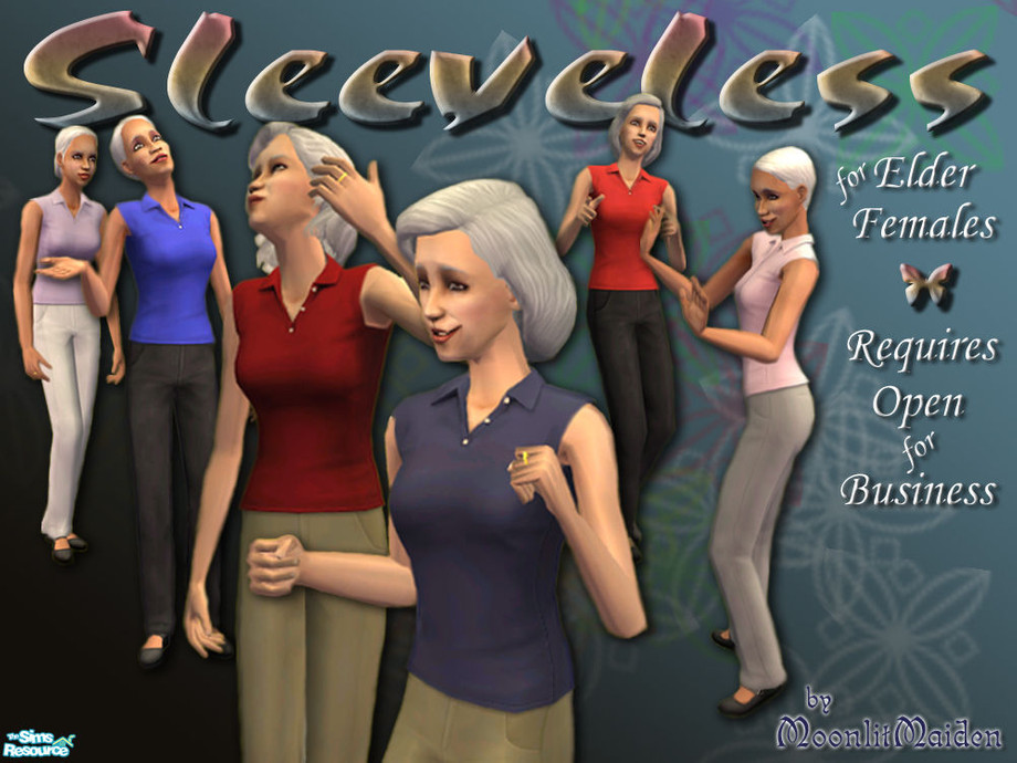 The Sims Resource - OFB Sleeveless Outfits for Elder Females
