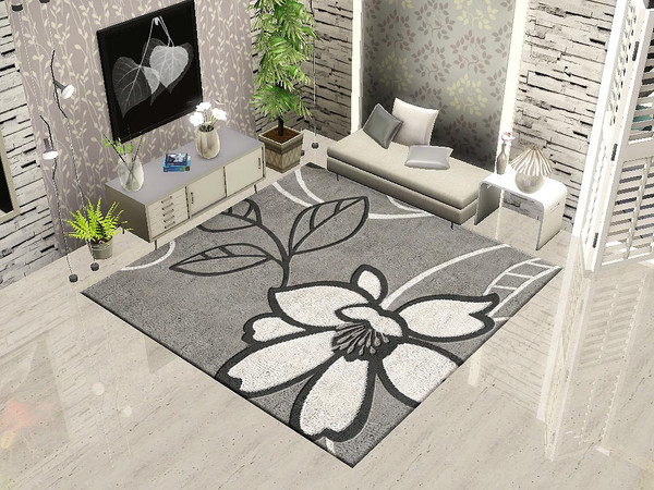 The Sims Resource | Floral Rug 07