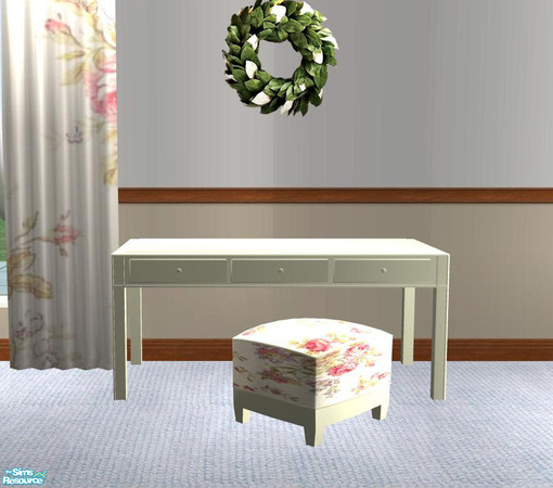 The Sims Resource | PB Single Bedroom Recolor Cream - Desk