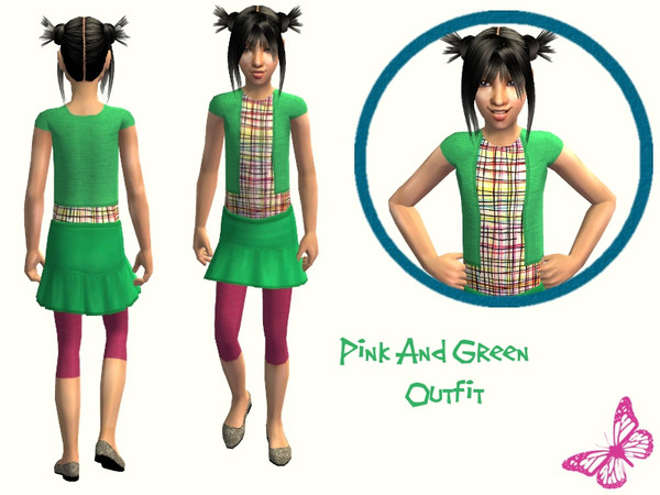 The Sims Resource | Pink And Green Outfit