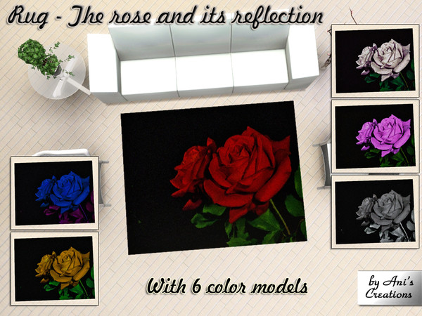 The Sims Resource | Rug - The rose and its reflection by Ani's Creations