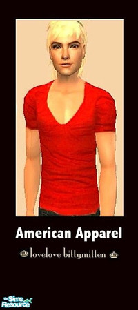 The Sims Resource | Scenester American Apparel Deep V T shirt in Red