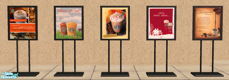 The Sims Resource - Starbucks Coffee Shop Floor Signs
