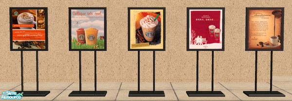 The Sims Resource | Starbucks Coffee Shop Floor Signs