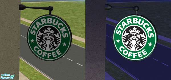 The Sims Resource | Starbucks Coffee Round Exterior Logo Wall Sign