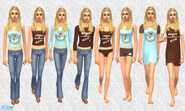 The Sims Resource | Teen Tootsie t-shirts undies, and pj\'s.