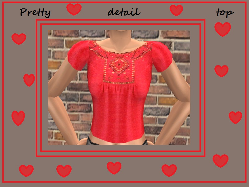 The Sims Resource - Cute Red Detail Top
