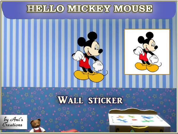 The Sims Resource | Hello Mickey Mouse wall sticker by Ani's Creations