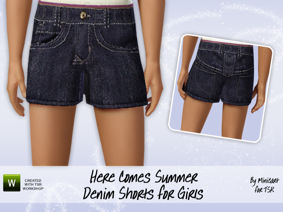 The Sims Resource | Here Comes Summer Denim Shorts for Girls