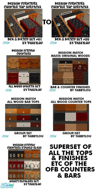 The Sims Resource - TL - MM My Wood Recolors Counters+Bars Superset