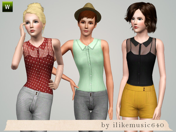 The Sims Resource - Sheer Sleeveless Top AF