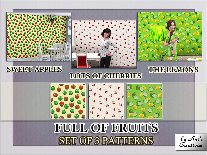 The Sims Resource - Full of fruits - set of 3 patterns by Ani's Creations