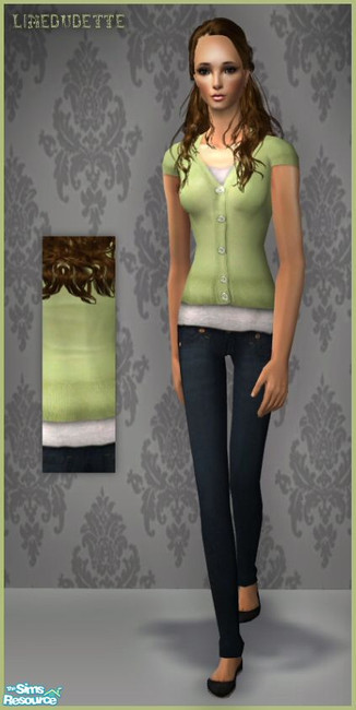 The Sims Resource - Green Cardigan and Jeans
