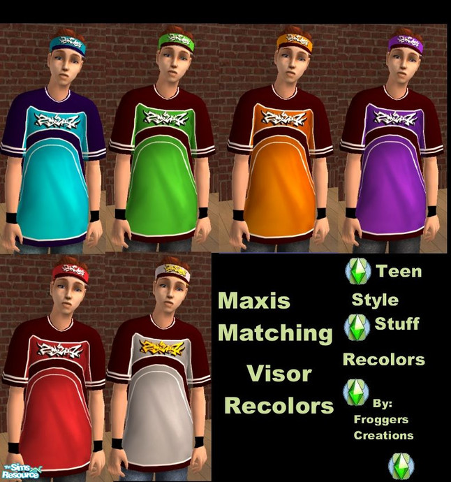 The Sims Resource | Maxis jersey matching Visor Red hair