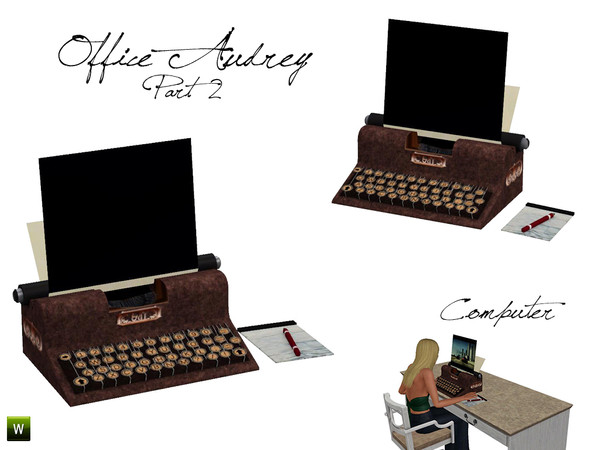 The Sims Resource | Audrey Office Typewriter