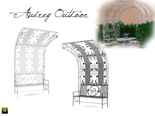 The Sims Resource | Audrey Outdoor Bench