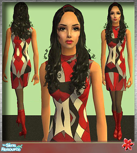 The Sims Resource | Red retro dress
