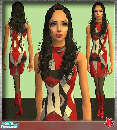 The Sims Resource | Red retro dress