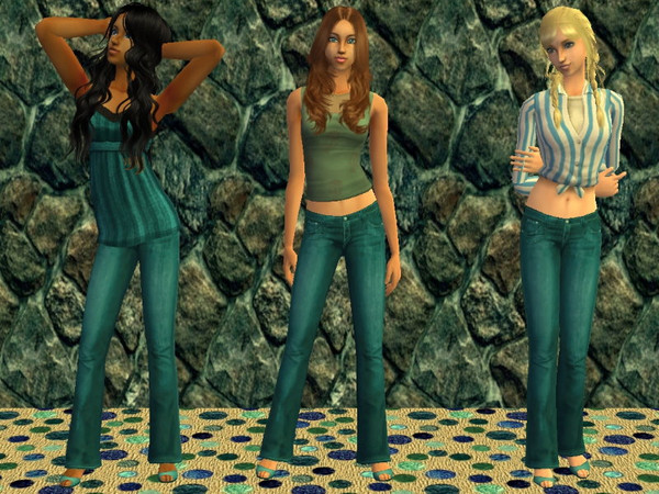The Sims Resource | Jeans Recolor Set - Aqua