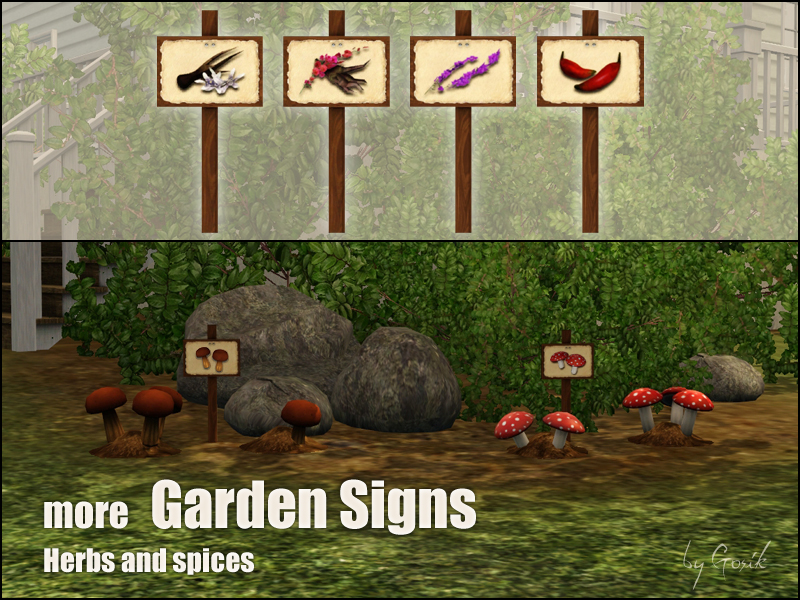 The Sims Resource | Garden Signs - Herbs and spices