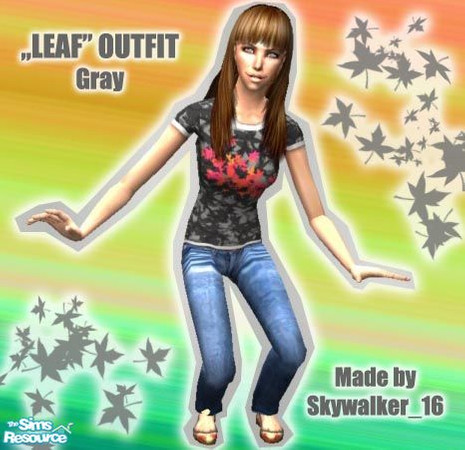 The Sims Resource | \"Leaf\" Outfit Gray