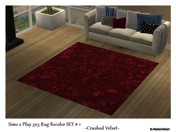 The Sims Resource - Sims 2 Play 3x3 Rug Recolor SET #1 - Crushed Velvet