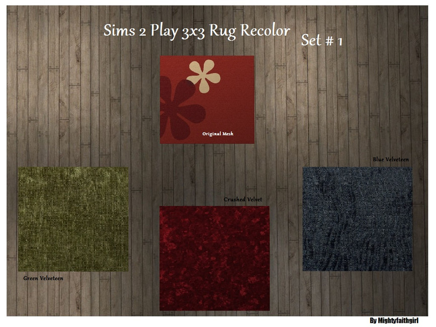 The Sims Resource - Sims 2 Play 3x3 Rug Recolor SET #1