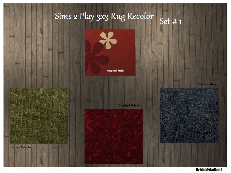 The Sims Resource | Sims 2 Play 3x3 Rug Recolor SET #1