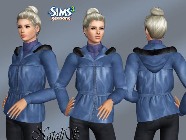 The Sims Resource | Leather jacket with a fur hood FA-YA