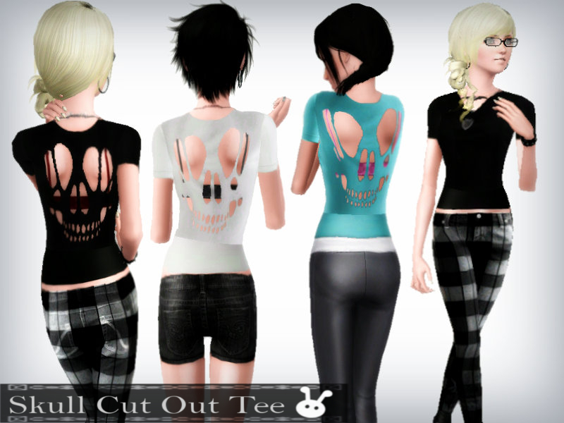 The Sims Resource | Skull Cut Out Tee