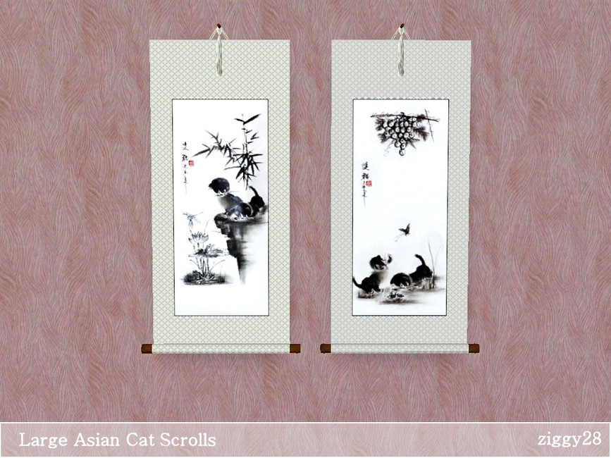 The Sims Resource - Large Asian Cats Scroll
