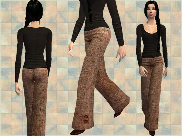 The Sims Resource | Wide Leg Pants - Black Top and Linen Pants