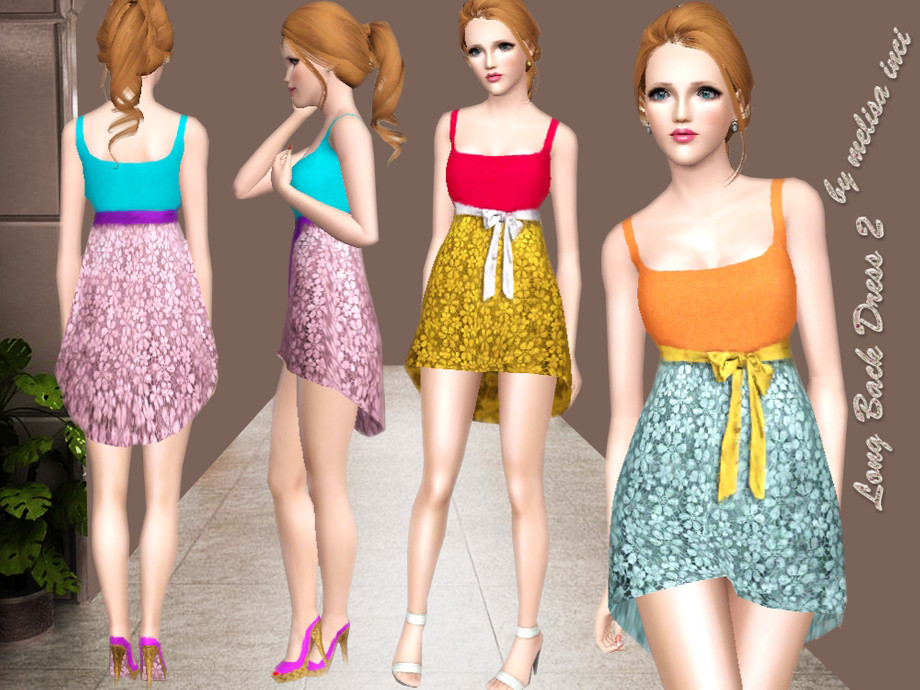 The Sims Resource | Long Back Dress 2