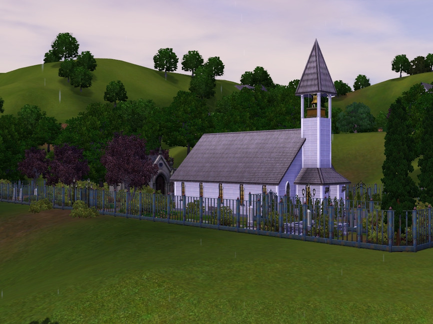The Sims Resource - Pleasant Rest Graveyard with Church