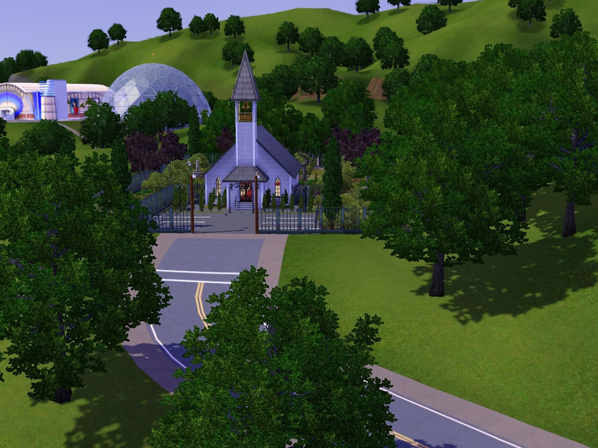 The Sims Resource - Pleasant Rest Graveyard with Church