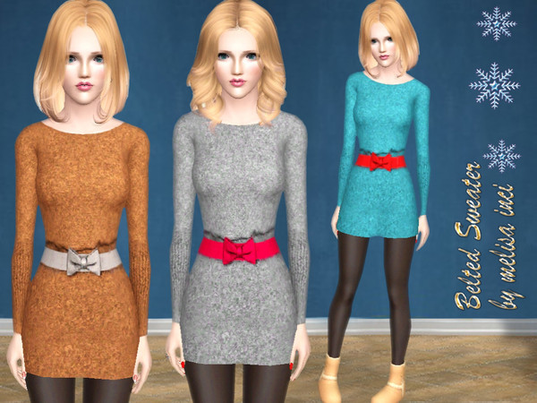 The Sims Resource | Belted Sweater