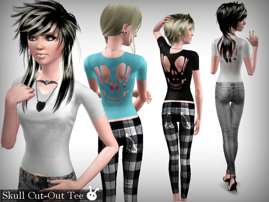 The Sims Resource | Skull Cut-Out Tee