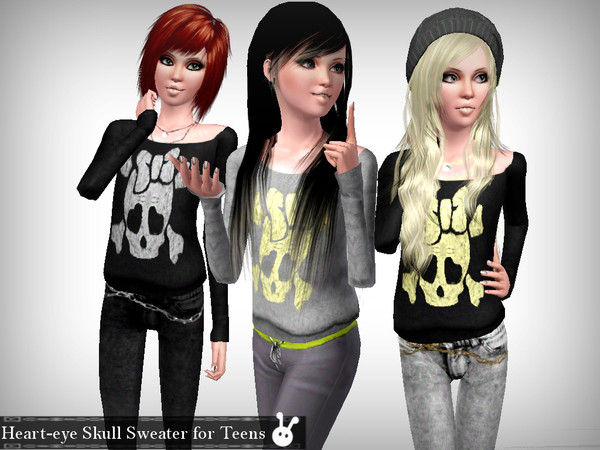 The Sims Resource | Heart-eye Skull Sweater