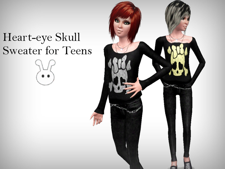 The Sims Resource | Heart-eye Skull Sweater