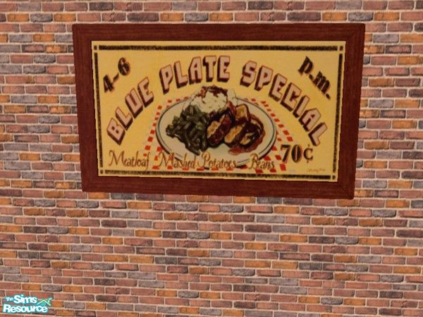 The Sims Resource - Retro Diner Signs - Blue Plate Special