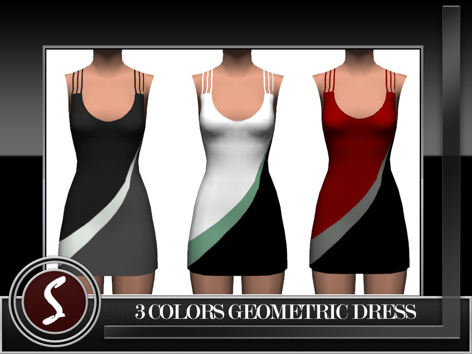 The Sims Resource | 3 Colors Geometric Dress