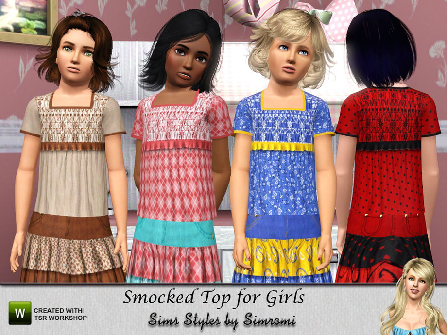 The Sims Resource | Smocked Top for Girls