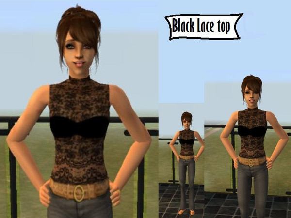 The Sims Resource | Elegant Lace Top Set - Black Lace