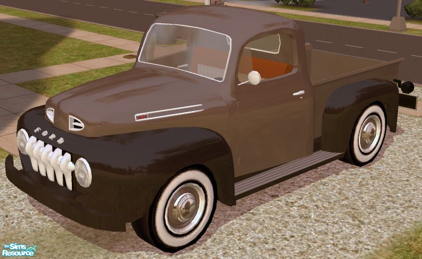 The Sims Resource - Drivable 50\'s Pickup - Brown Recolor