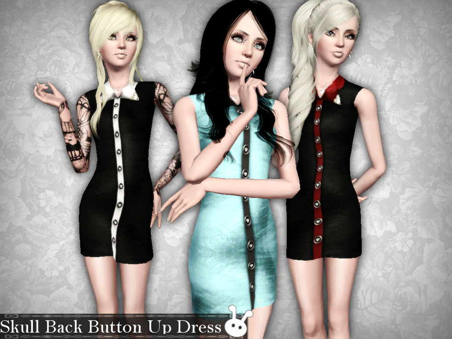 The Sims Resource | Skull Back Button Up Dress
