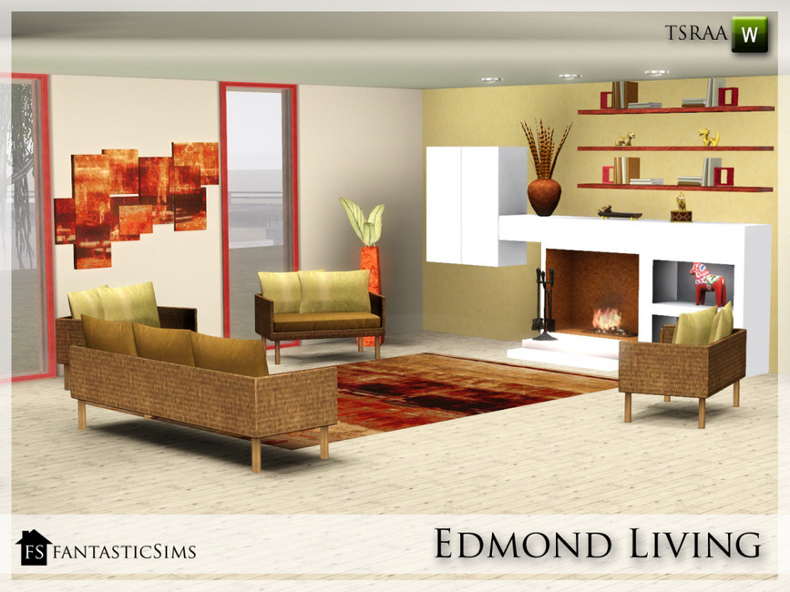 The Sims Resource - Edmond Living Room Fireplace