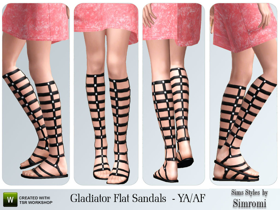 The Sims Resource | Gladiator Sandals Flat for YA/AF