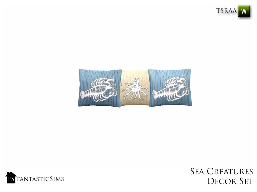 The Sims Resource - Sea Creatures LR Decor Set 3 Sofa Cusions