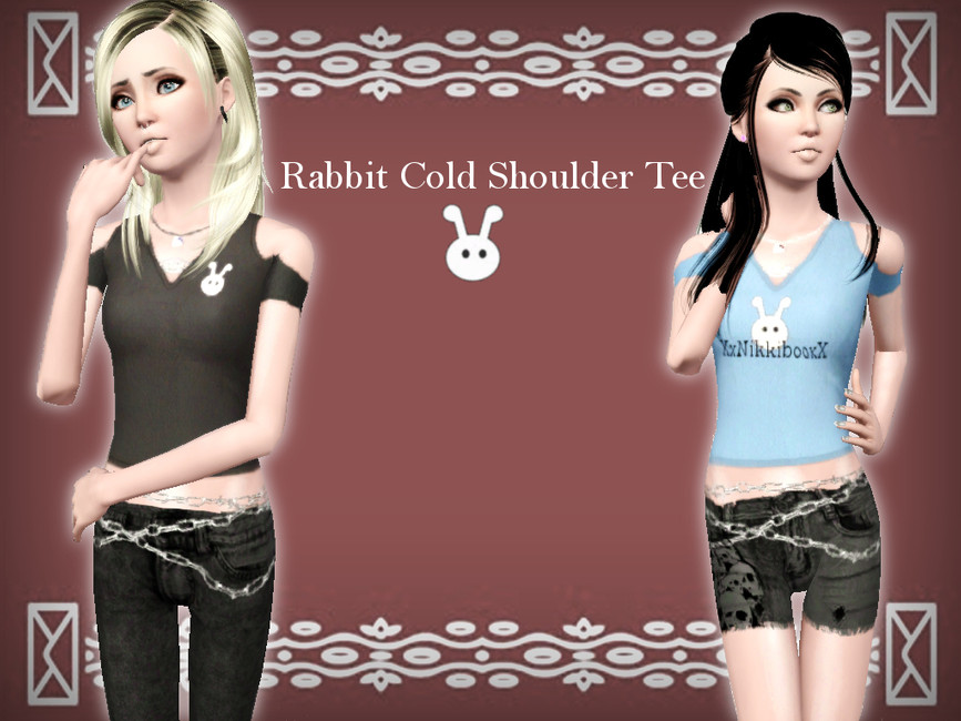 The Sims Resource - Rabbit Cold Shoulder Tee for Teens